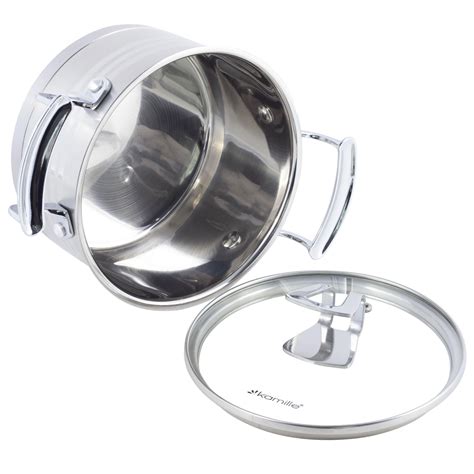 ᐉ Каструля з кришкою Kamille Vizo з нержавіючої сталі 5 ти шарове індукційне дно 2 4 л 5854