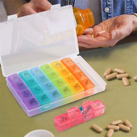 28 Compartment Travel Portable Pill Box Medication Organizer
