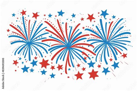 Red White And Blue Firework Clipart On An Allwhite Background The