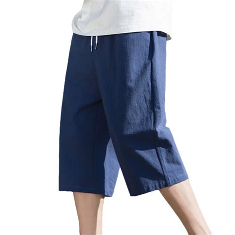 Capris For Men Wide Leg Drawstring Waist Culottes Lightweight