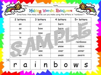 Making Words Rainbows Hands On Phonics And Spelling Fun Tpt