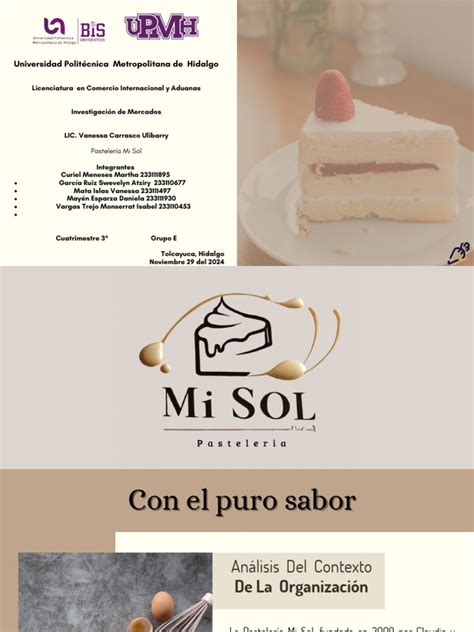 Presentación Plan De Negocios Pastelería Mi Sol Pdf Confitería