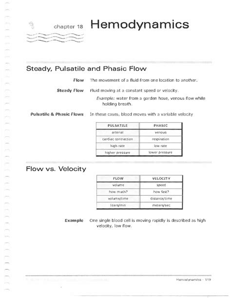 Chapters 18 Summary Hemodynamics Steady Pulsatile And Phasic Flow