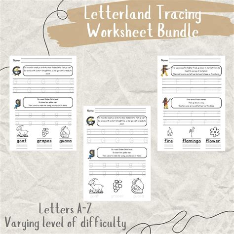 Letterland Letter Tracing Worksheet Bundle Etsy