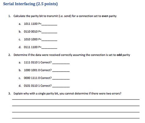 Solved Calculate The Parity Bit To Transmit I E Send For Chegg