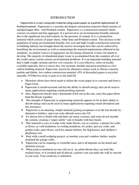 Papercrete Abstract Pdf Fly Ash Concrete