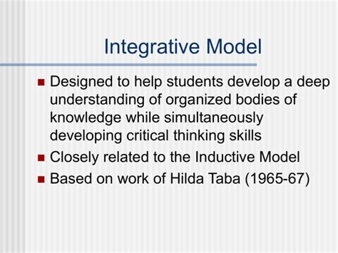 integrative model teaching for deep understanding and critical thinking