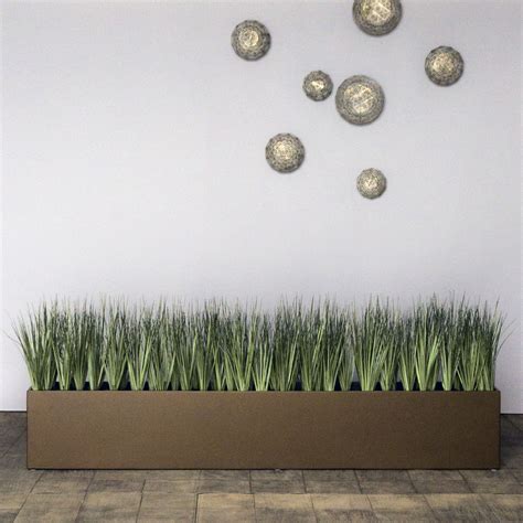 Grass Cortada Grass In Custom Rectangle Bronze Black Planter — Gold