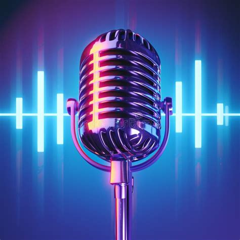 Dynamic Retro Concert 3d Mic Against Equalizer Lines Vibrant