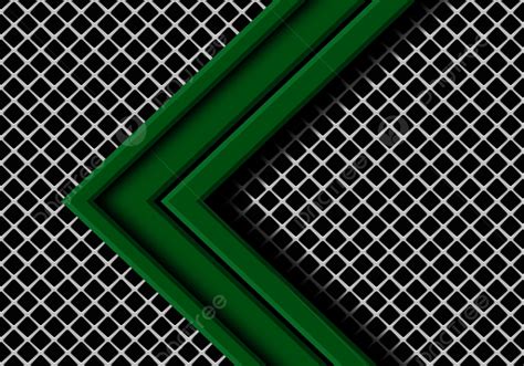 Abstract Green Arrow Direction Overlap On Grey Metal Square Mesh Design Modern Futuristic