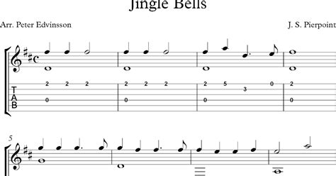 Easy Sheet Music For Beginners Jingle Bells Free Christmas Guitar Tab