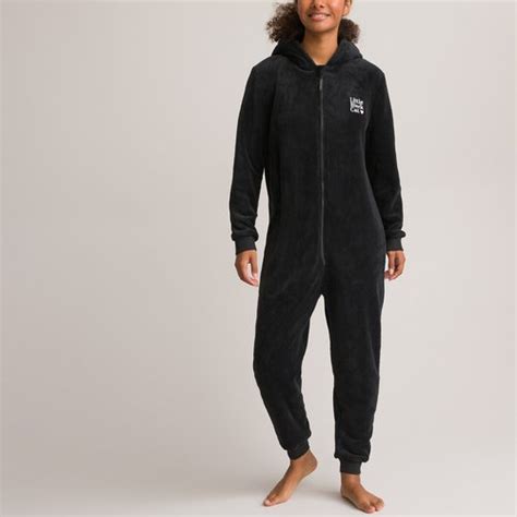 Sherpa Black Cat Onesie Black La Redoute Collections La Redoute