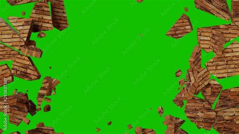 The Brick Wall Shatters Into Small Pieces Slow Motion Effect
