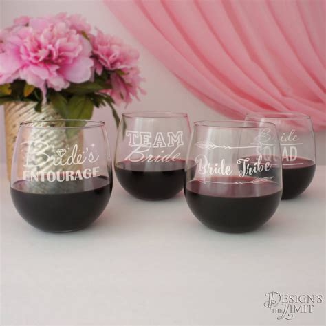 Personalized Stemless Wine Glasses Engraved For The Wedding Etsy