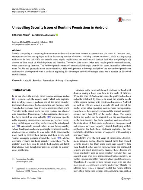 Pdf Unravelling Security Issues Of Runtime Permissions In Android
