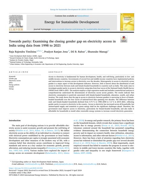 Pdf Towards Parity Examining The Closing Gender Gap On Electricity Access In India Using Data