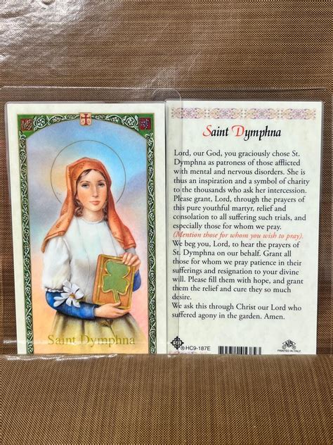 Prayer To St Dymphna Laminated Prayer Cards 2 Sided Holy Cards Etsy