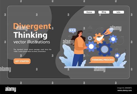 Divergent Thinking Process Concept Woman Engages With Intricate Gears
