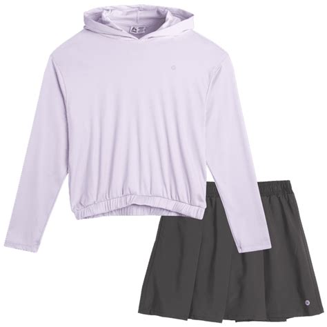 Rbx Girls Active Skort Set 2 Piece Ribbed Crop Hoodie Sweatshirt And
