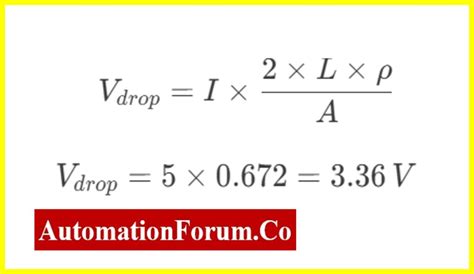 Voltage Drop Formula For Cables