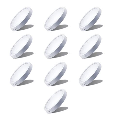 Pack 10 Ffoco Sobrepuesto Redondo 12w Luz Blanca Fria Panel Led Plafon Lider