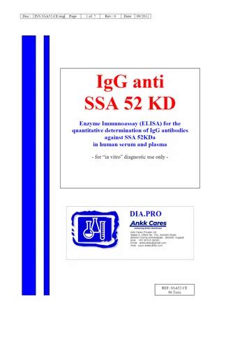Diapro Ssa Igg Anti 52 Kd Elisa At ₹ 18000kit Elisa Kits In