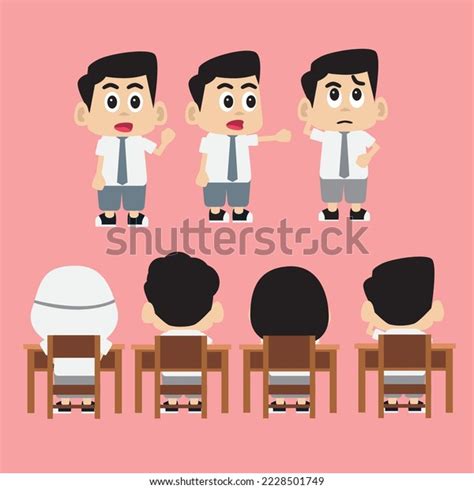 Male School Students Doing Presentations Being Stock Vector Royalty