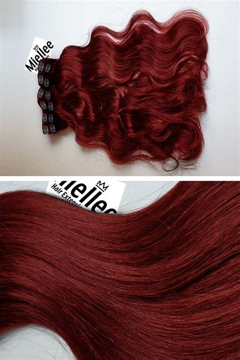 Ruby Red 8 Piece Clip In Extensions Wavy Human Hair Miellee Hair