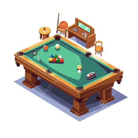 Pool Table Vector Sticker Clipart Isometric Game Room With Pool Table