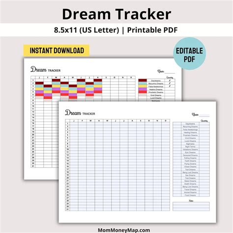 Dream Tracker Printable Pdf Sleep Dream Tracker Dream Analysis Tracker Printable Daily Dream