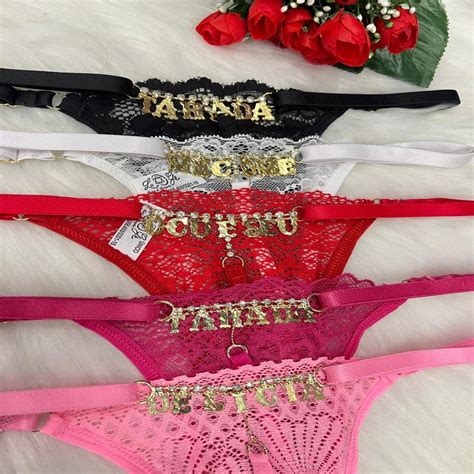 Calcinha Strass Tanga Palavras Ref 801 Luxo D´lingerie