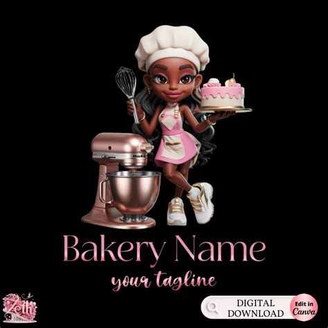 Chibi Girl Bakery Logo Chibi Baking Logo Stylish Custom Pastry Logo