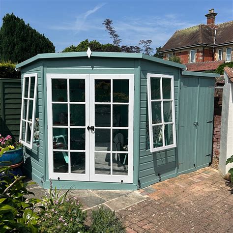 7x11 Shire Hampton Corner Summerhouse With Side Shed Elbec Garden