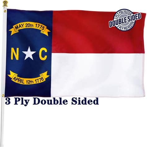 North Carolina State Flag 3x5 Ft Double Sided 3 Ply Durable Polyester