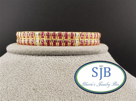 Ruby Bracelets Vintage Ruby And Diamond Bracelet 18k Yellow Gold Ruby
