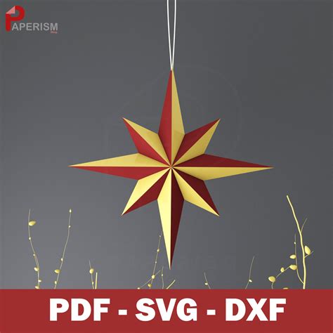Compass Rose Pdf Printable Template Svg Origami Northstar Hanging