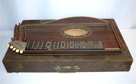 Bid Now Antique Fretted Concert Zither With Case Invalid Date Edt