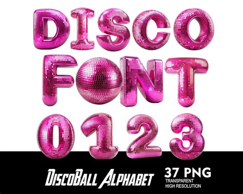 Disco Alphabet Pink Disco Ball Font Png Girl Letters Party Font Disco
