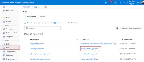 スタジオでジョブを監視および分析する Azure Machine Learning Microsoft Learn