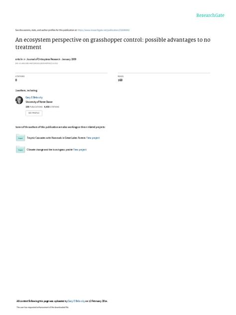 An Ecosystem Perspective On Grasshopper Control Po Download Free Pdf
