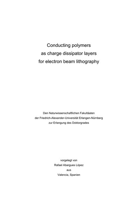 Pdf Conducting Polymers As Charge Dissipator Layers For Electron Beam