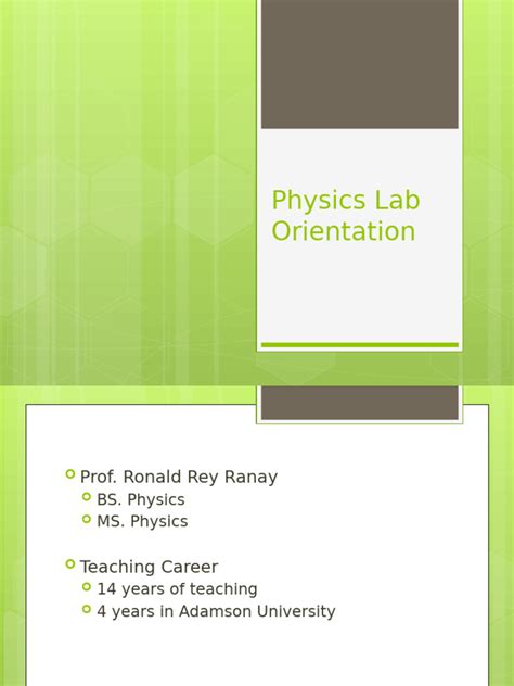 Physics Lab Orientation Pdf