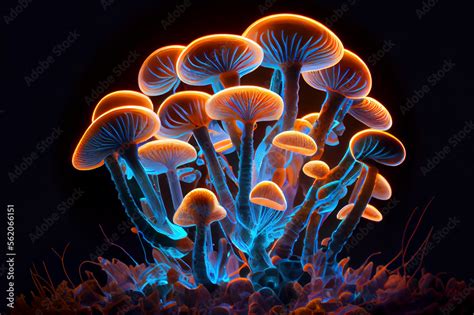 Psilocybin Mushrooms Ai Illustration Commonly Known As Magic