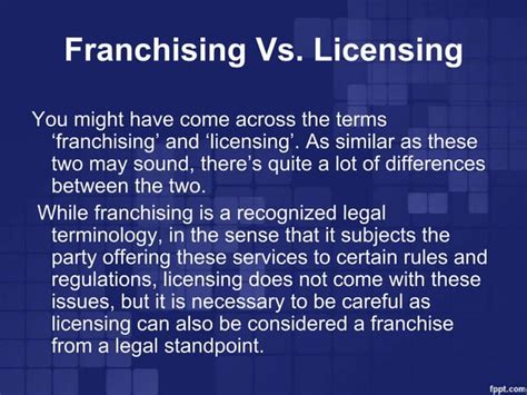Franchising Vs Licensing Pptx