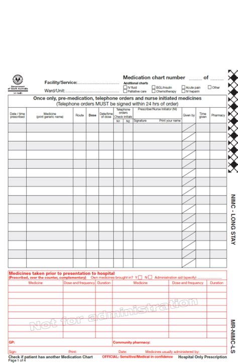 Long Stay Medication Chart 100 Pack Centreprint Management