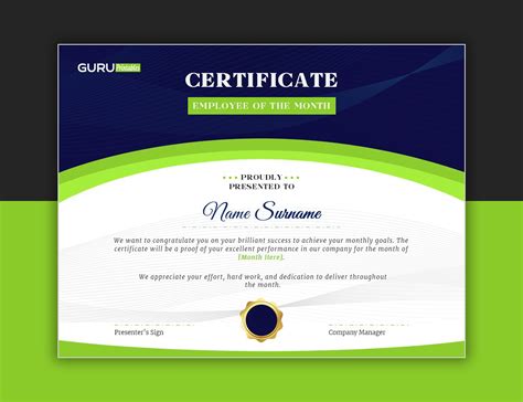 Employee Of The Month Certificate Templates Guru Printables