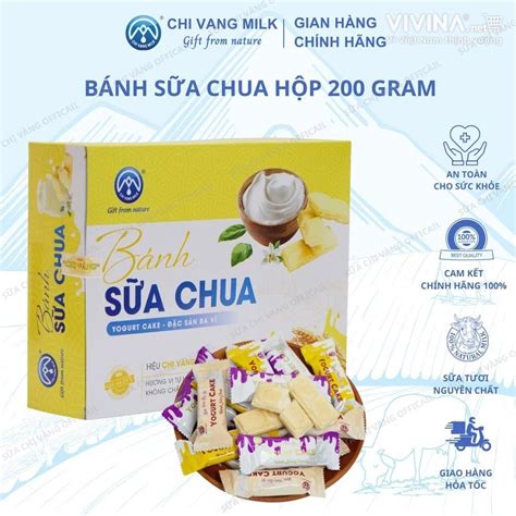Bánh Sữa Chua Ba Vì Chị Vàng Milk Hộp 200g Thơm Ngậy Tự Nhiên Chua