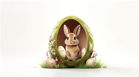 Premium Photo Easter Egg With Rabit Isolated On White Background Generative Ai
