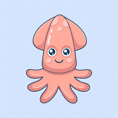 Premium Vector Cute Squid Character Design Illustration