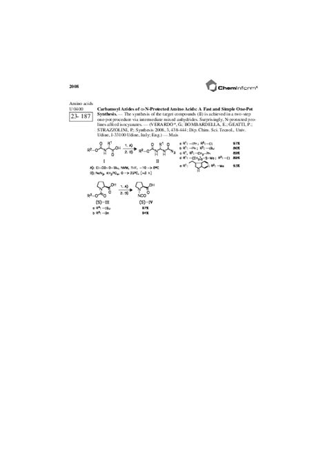 Pdf Cheminform Abstract Carbamoyl Azides Of α N Protected Amino Acids A Fast And Simple One